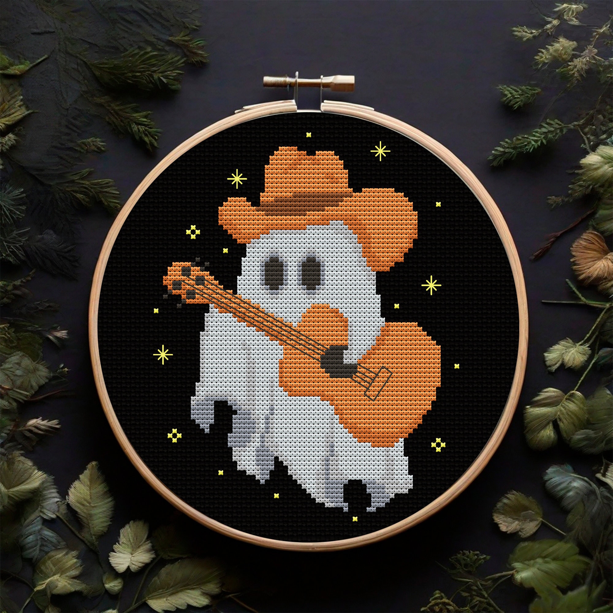 Cowboy Ghost With a Guitar Cross Stitch Pattern PDF Cute Ghost ...