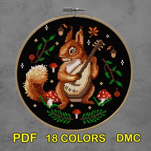 Squirrel Bard Cross Stitch Pattern PDF Witchy Woodland Cross Stitch ...