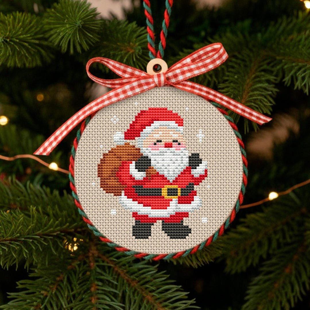Santa Claus Cross Stitch Pattern PDF - Christmas Ornament Embroidery - Etsy