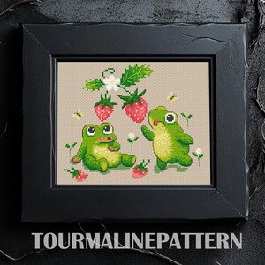 Funny Toads and Strawberry Cross Stitch Pattern PDF, Strawberry ...