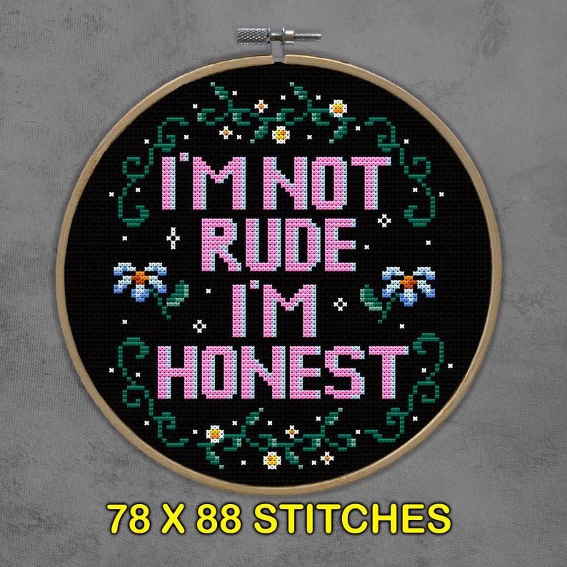 Snarky Cross Stitch Pattern PDF Sarcastic Embroidery Floral Cross ...