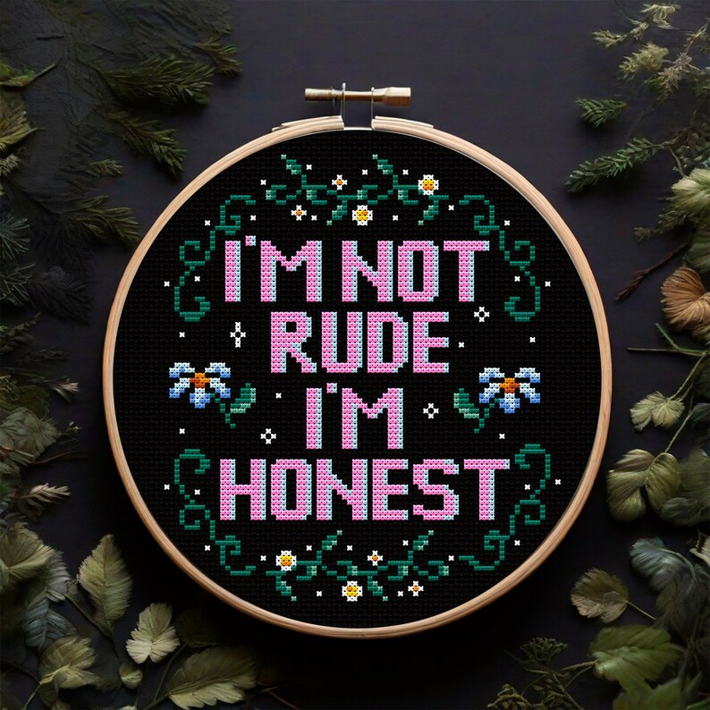 Snarky Cross Stitch Pattern PDF Sarcastic Embroidery Floral Cross ...