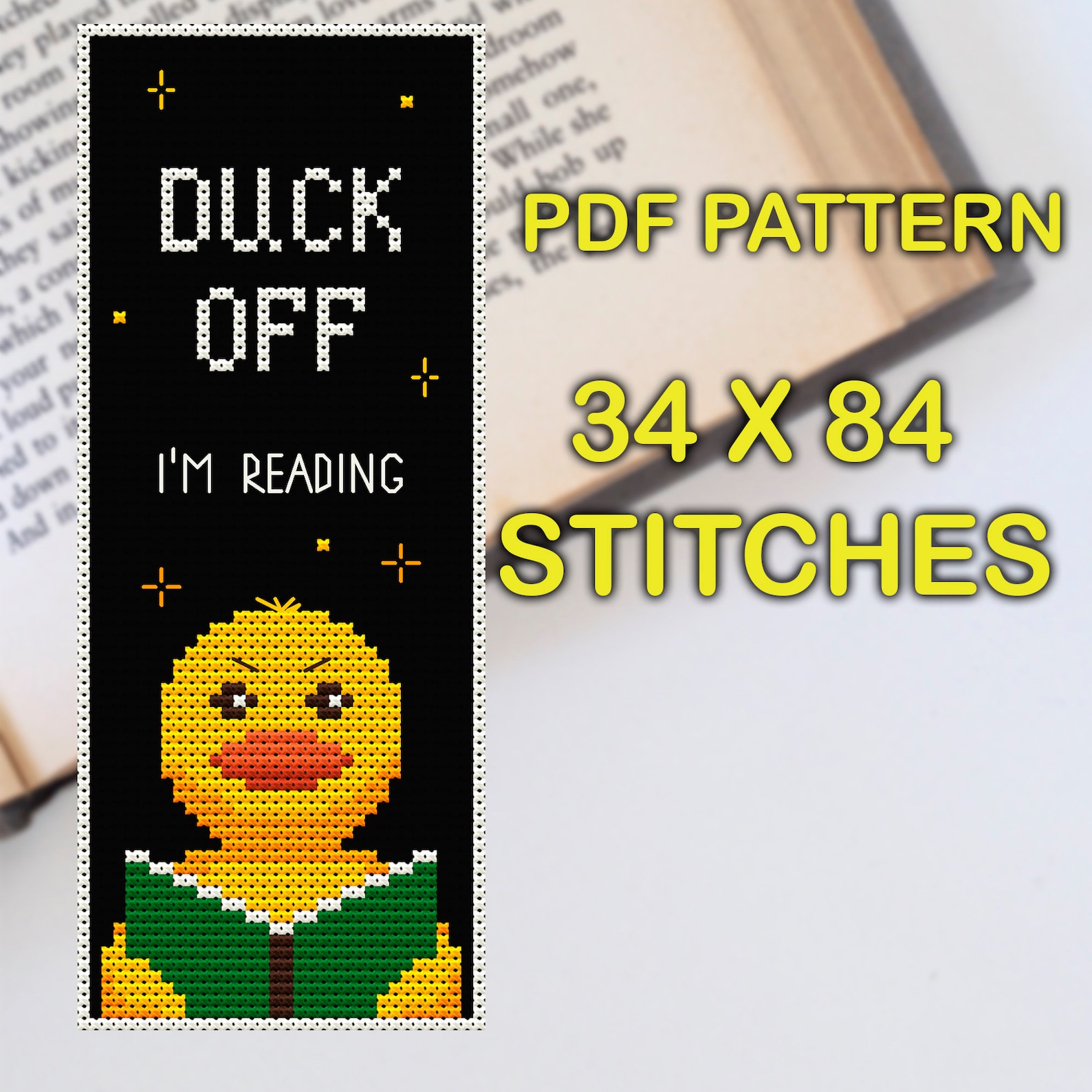 Snarky Cross Stitch Bookmark Pattern Duck Embroidery Design Bird Cross ...
