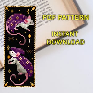 Witchy Rats, Halloween Cross Stitch Bookmark Pattern, Magic Mice ...