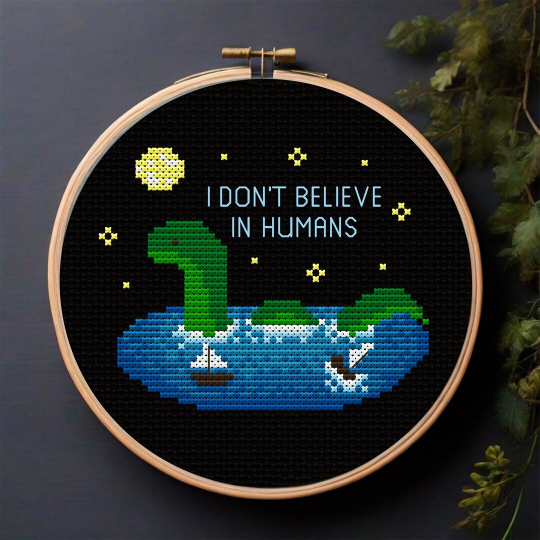 Nessie Snarky Cross Stitch Pattern PDF Fantasy Sarcastic Embroidery ...