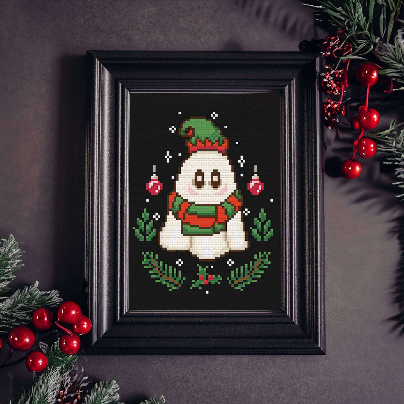 Cross Stitch Pattern Cute Ghost in Scarf Christmas Ghost Embroidery ...