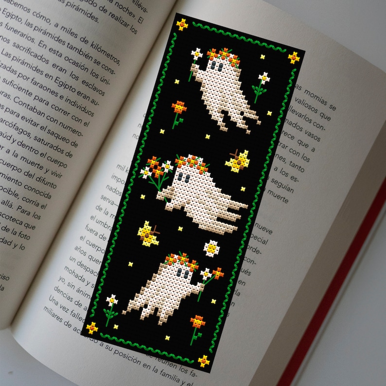 Ghosts Pick Flowers Cross Stitch Bookmark Pattern PDF Aesthetic ...