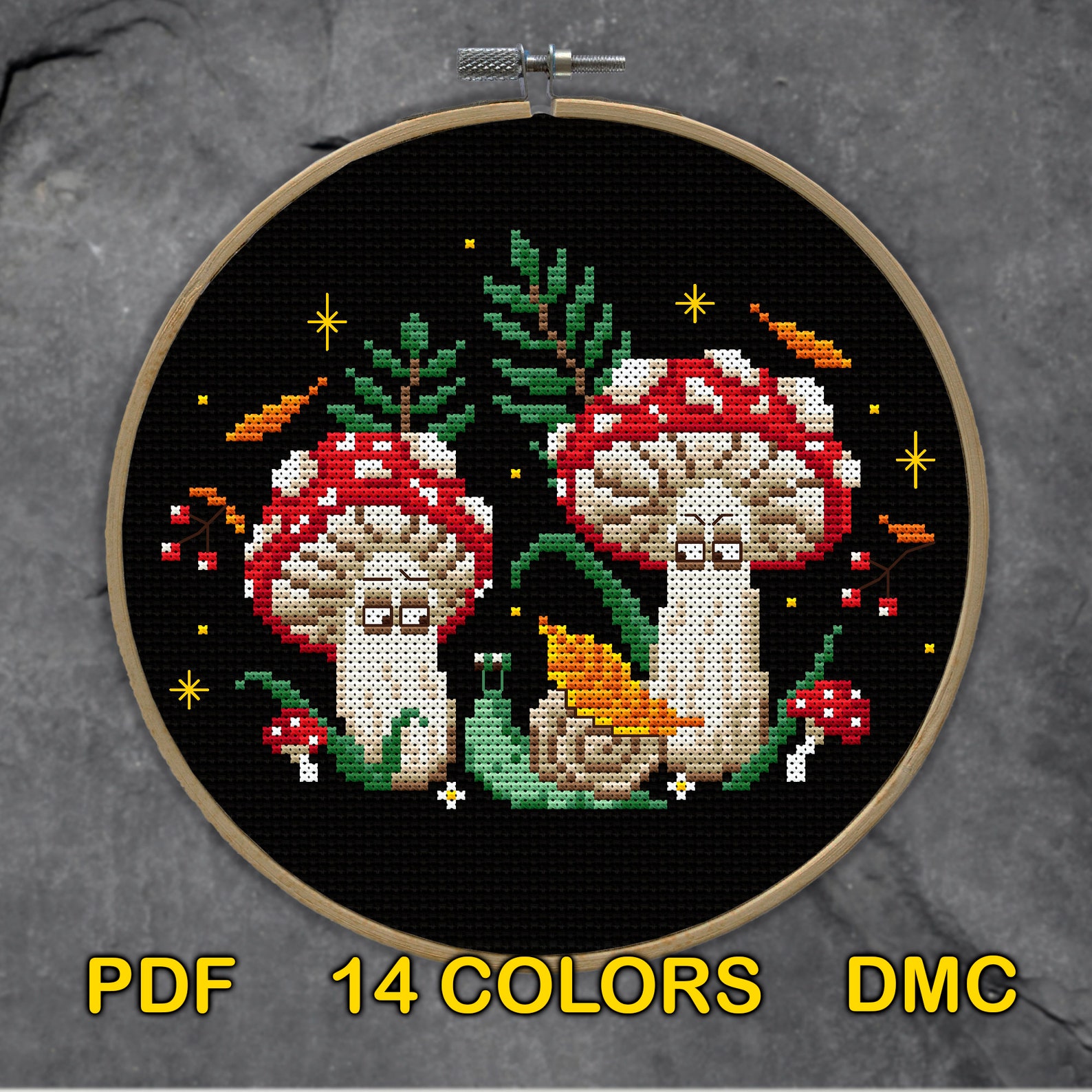 Forest Toadstools Set Cross Stitch Pattern PDF Witchy Cross Stitch ...