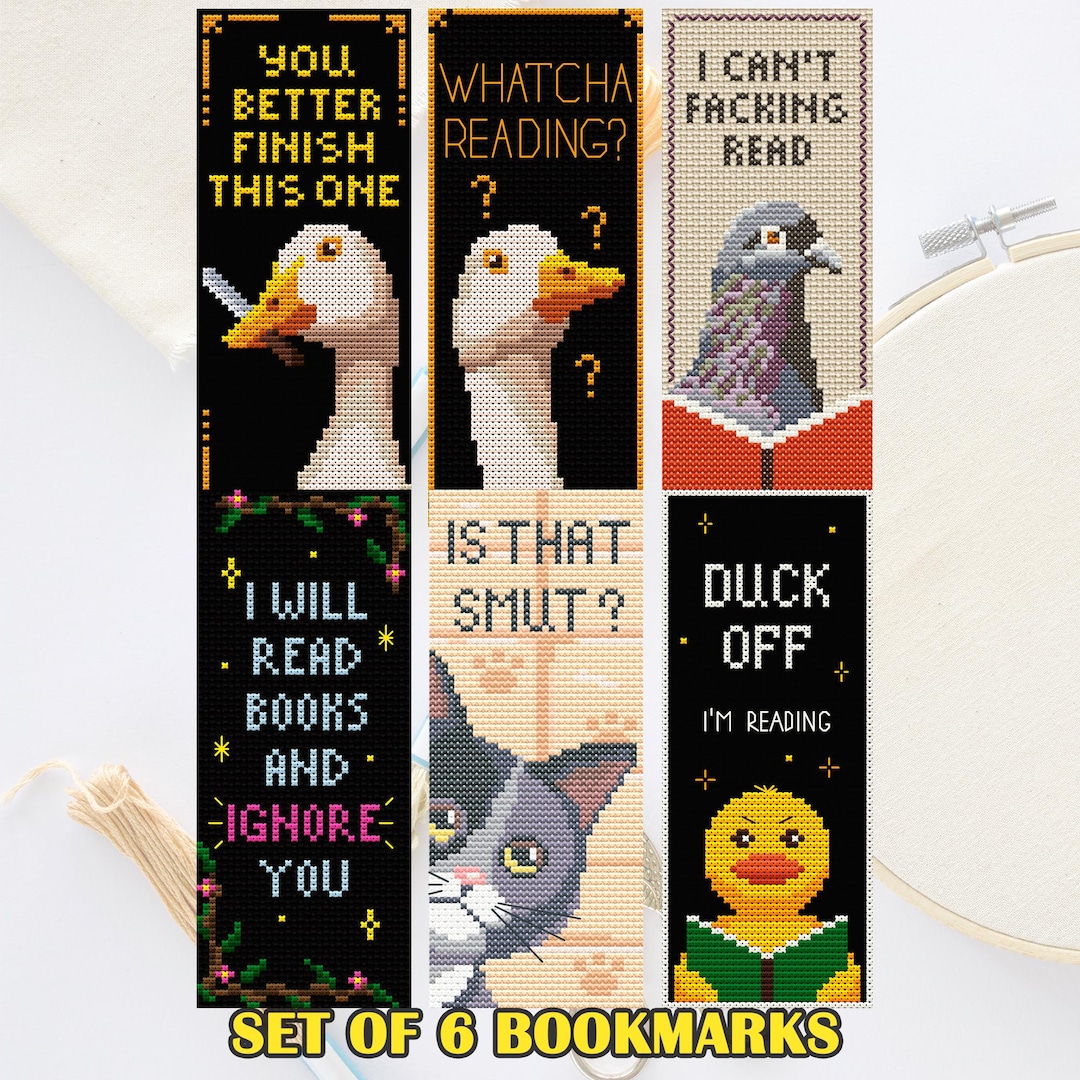 Snarky Cross Stitch Set PDF, Rude and Funny Embroidery for Book Lover ...
