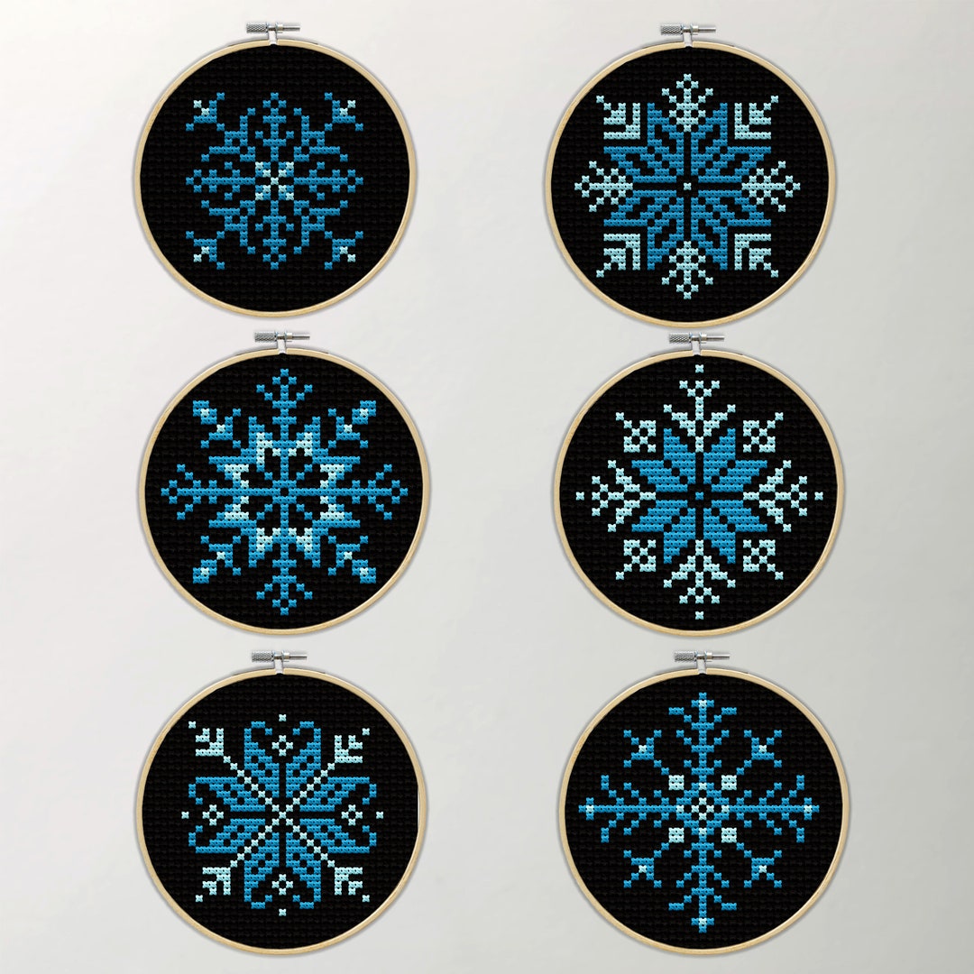 Cross Stitch Christmas Snowflake Ornament Pattern PDF Set of Six Mini ...