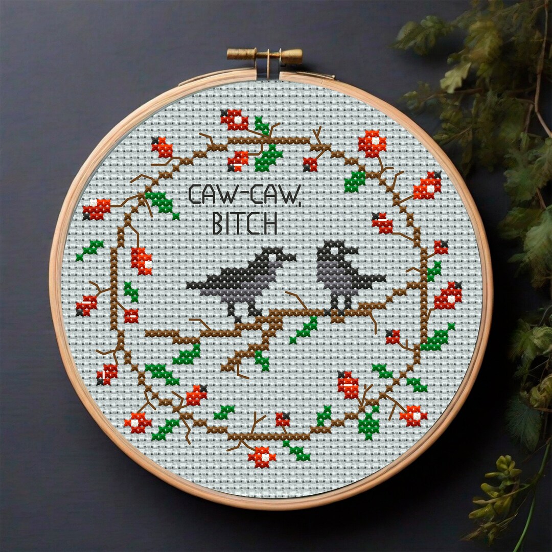 Rude Crows Cross Stitch Pattern PDF Sarcastic Bird Embroidery Snarky ...