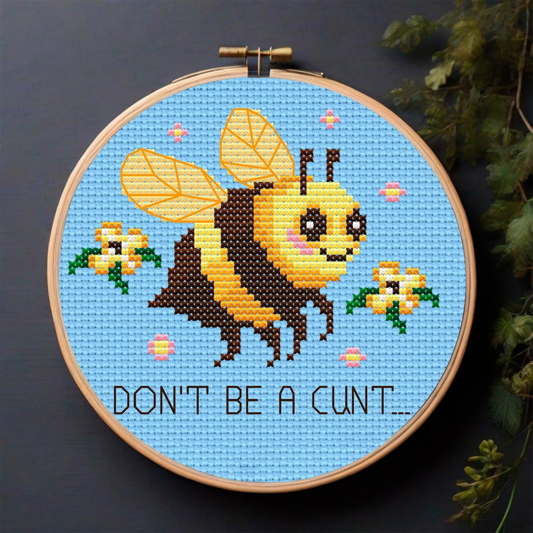 Snarky Bee Cross Stitch Pattern PDF, Funny Bee Cross Stitch, Small ...