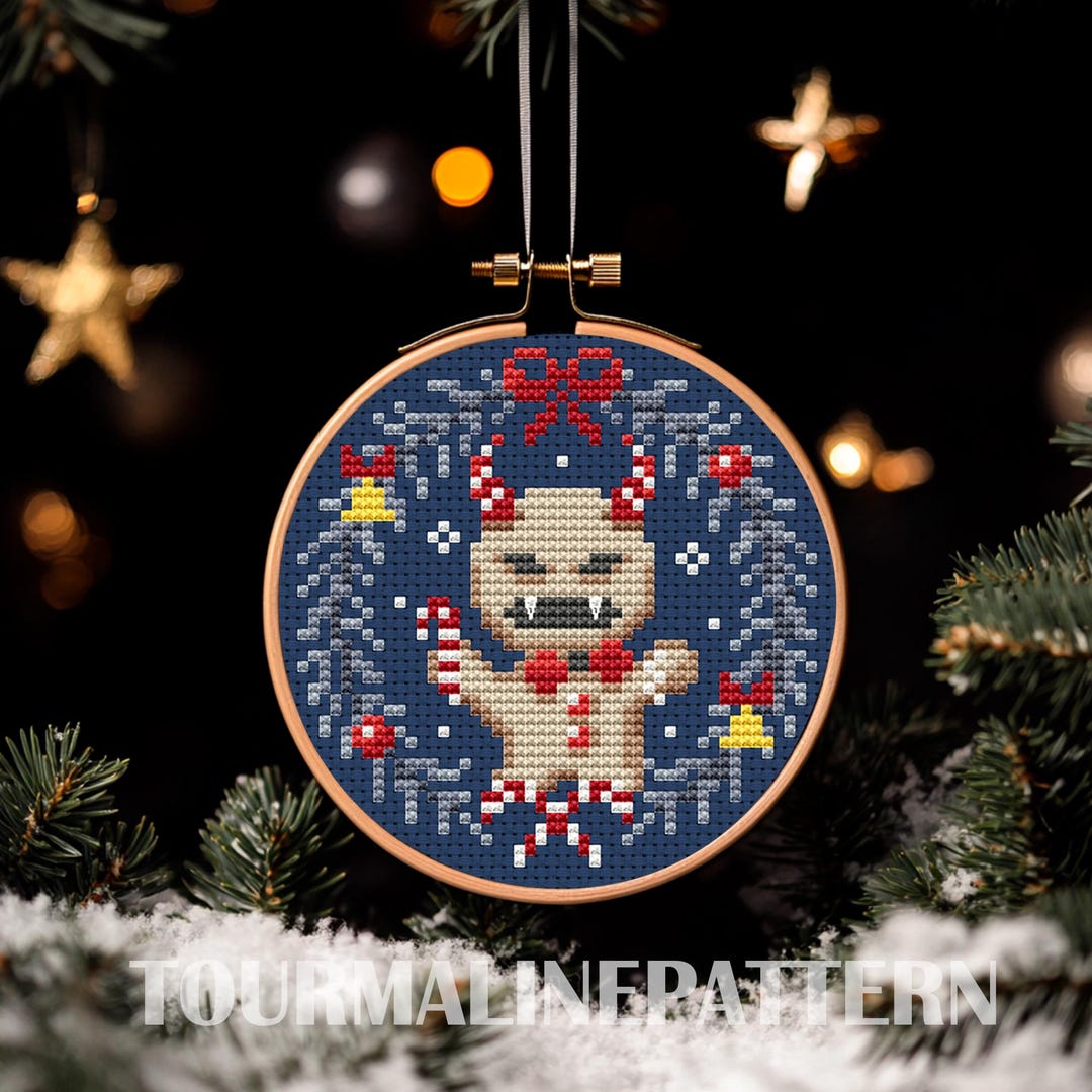 Spooky Gingerbread Cross Stitch Pattern PDF, Christmas Gingerbread Man ...