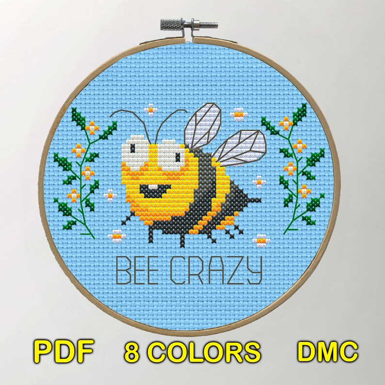 Bee Cross Stitch Pattern PDF, Cottagecore Embroidery, Summer Garden ...