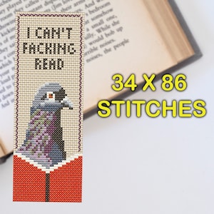 Snarky Pigeon Cross Stitch Bookmark Pattern PDF Bird Embroidery Funny ...