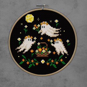 Ghostly Harvest Cross Stitch Pattern PDF Witchy Garden Cross Stitch ...