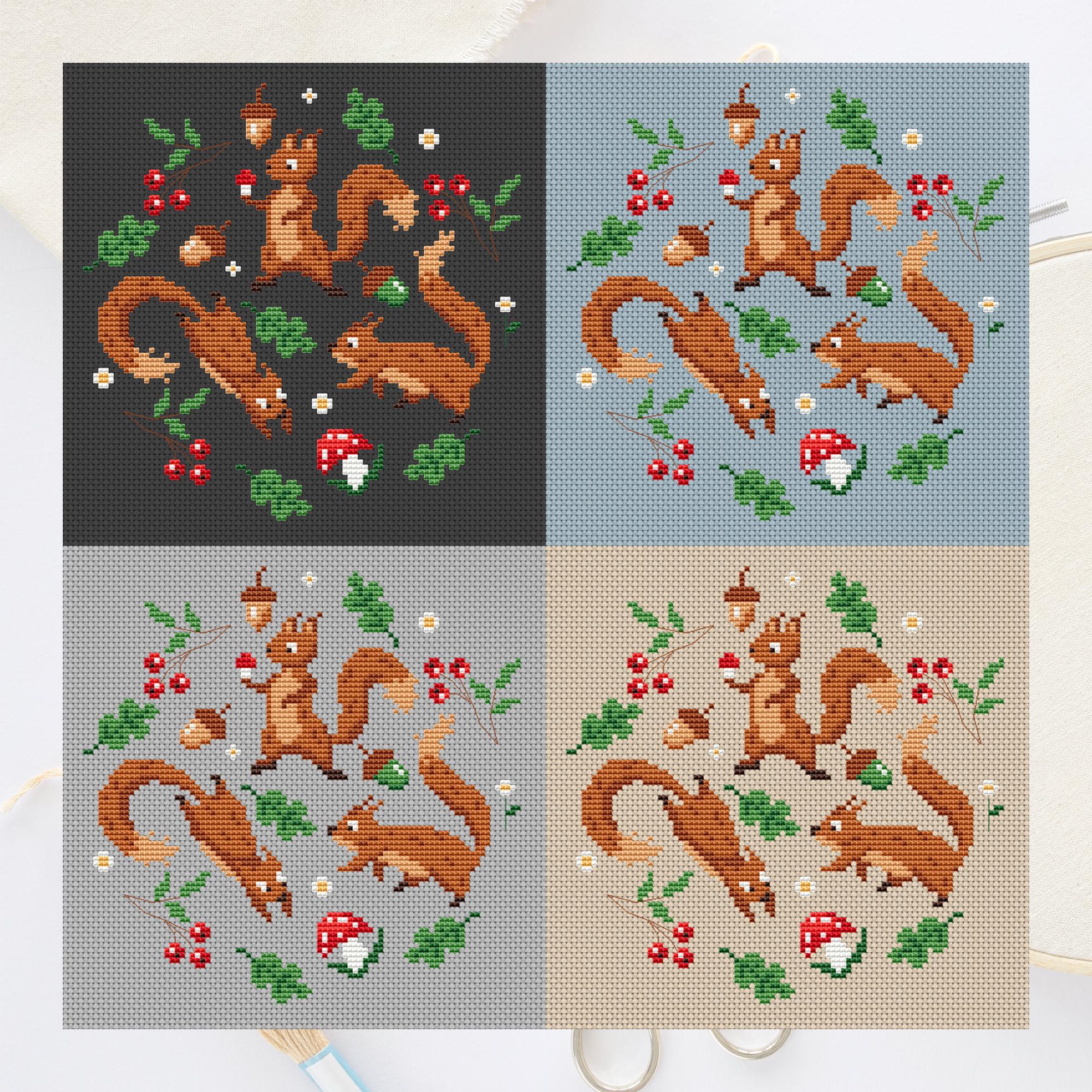 Woodland Squirrels Cross Stitch Pattern: Cottagecore Decor (PDF) - Etsy