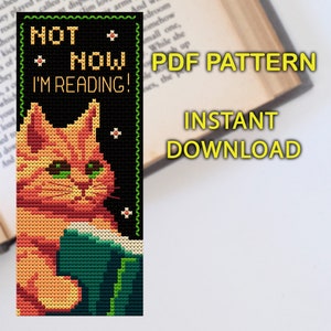 Ginger Cat Cross Stitch Bookmark Pattern PDF Handmade Aesthetic ...