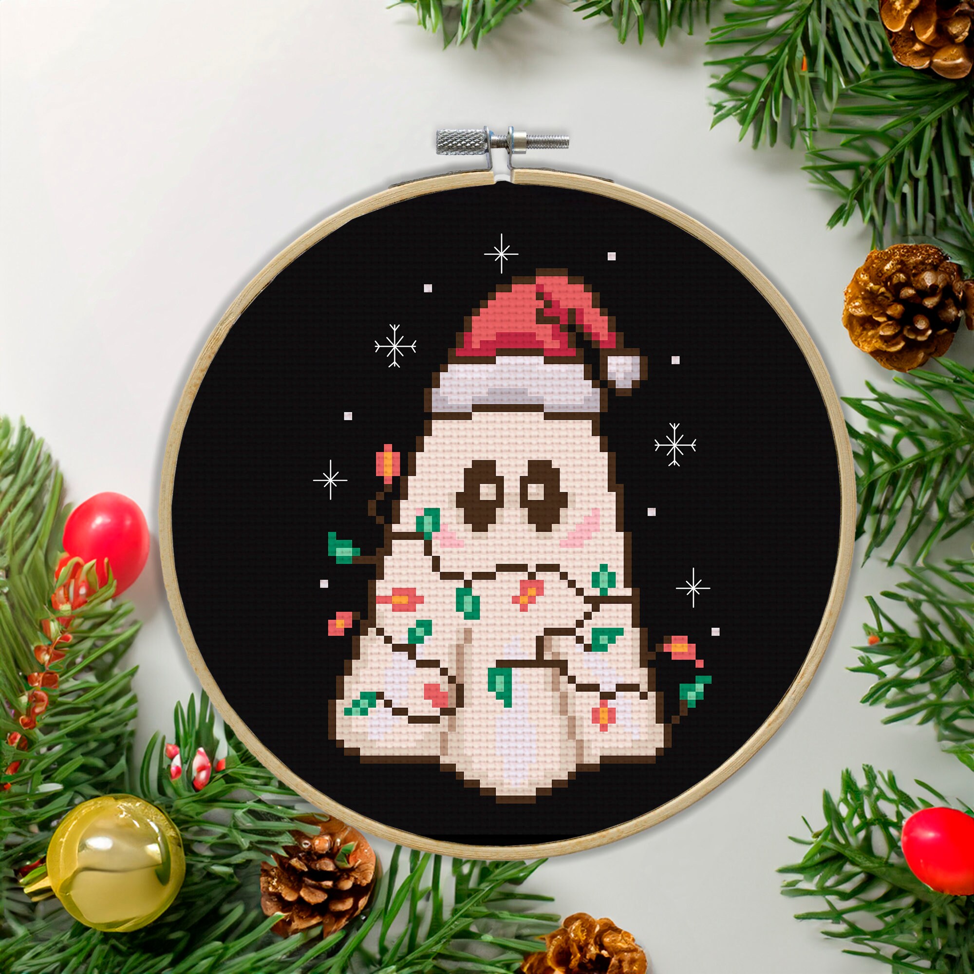 Christmas Garland Ghost Cross Stitch Pattern Cute Christmas Ghost ...