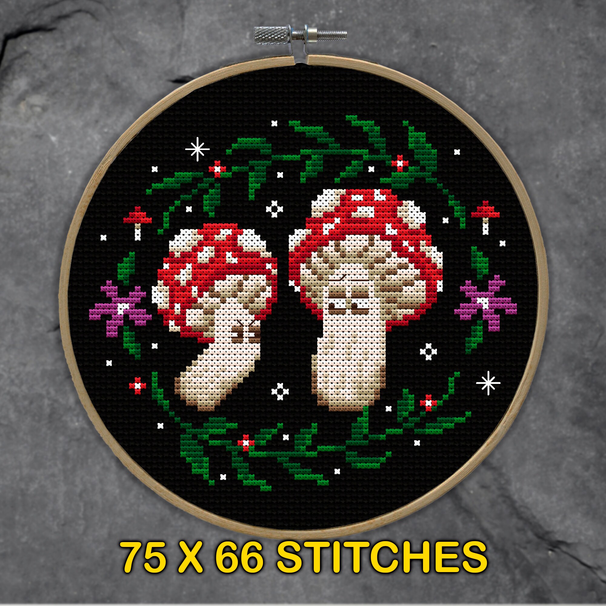 Forest Toadstools Set Cross Stitch Pattern PDF Witchy Cross Stitch Mushrooms Magic Cross Stitch ...