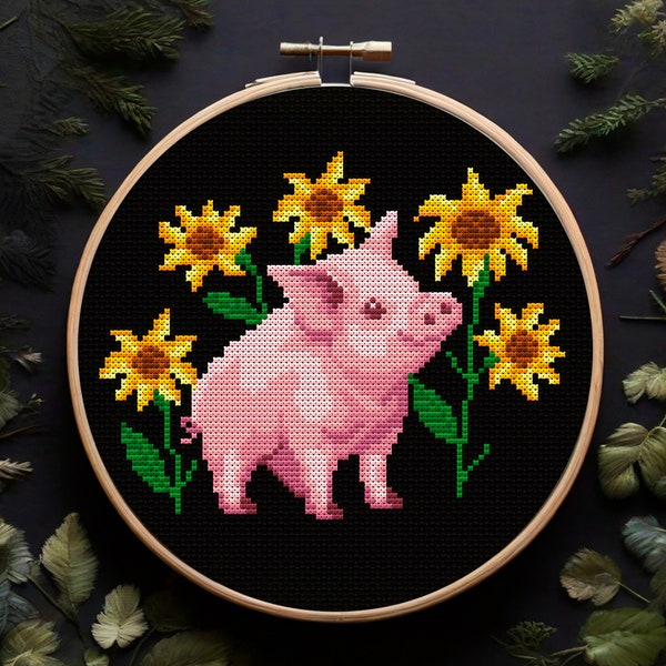 Pig Cross Stitch - Etsy