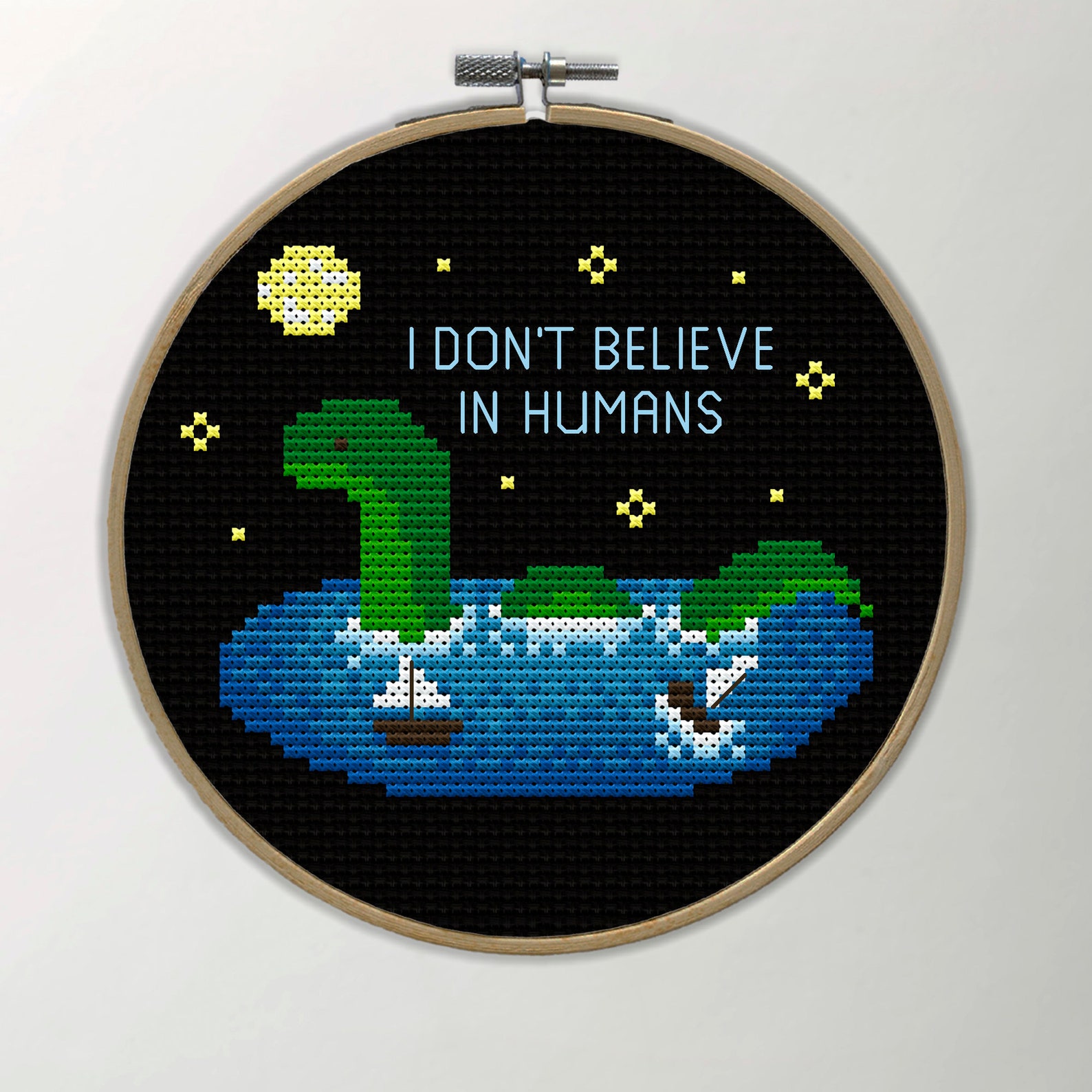 Nessie Snarky Cross Stitch Pattern PDF Fantasy Sarcastic Embroidery ...