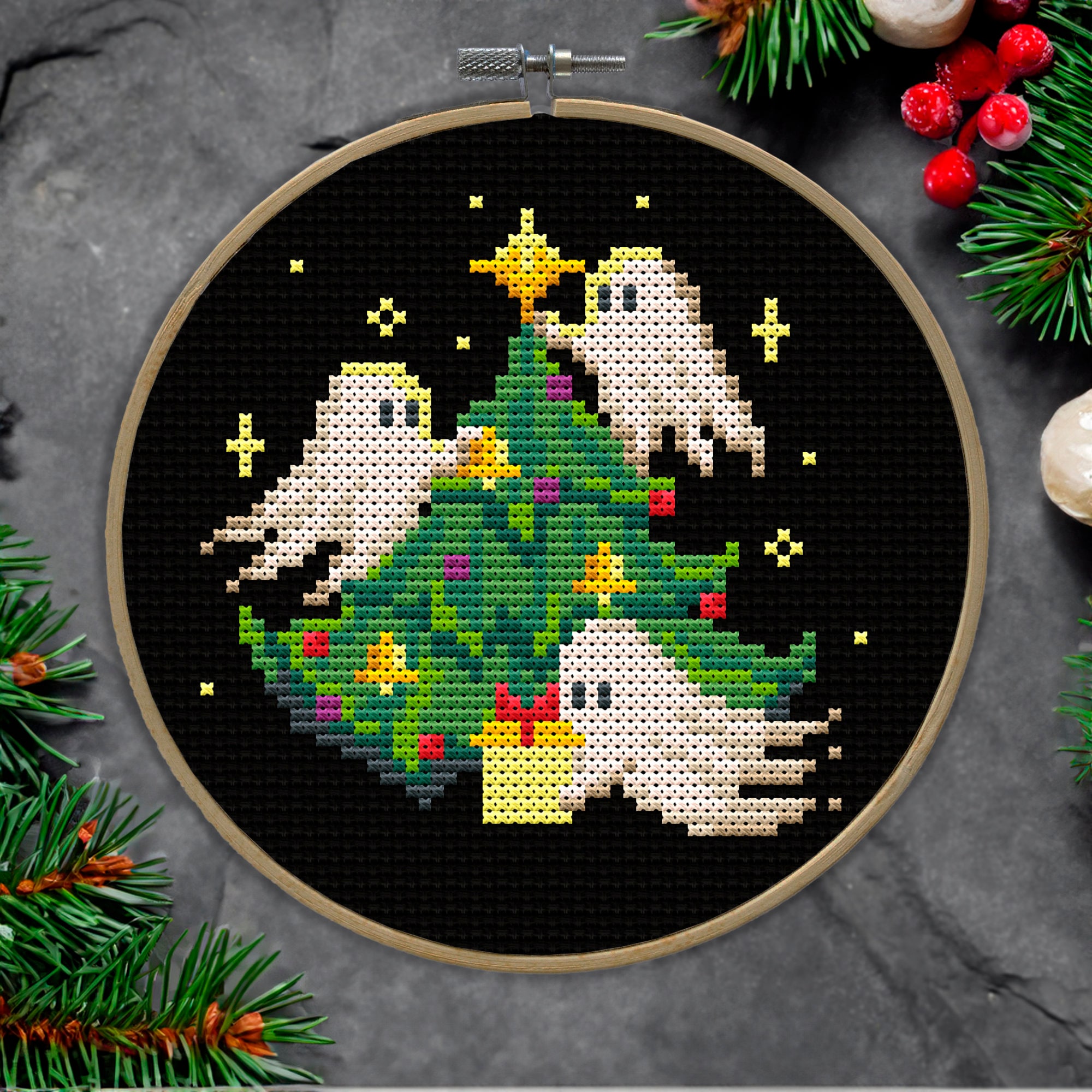 Ghosts Christmas Cross Stitch Pattern PDF Cute Ghost - Etsy