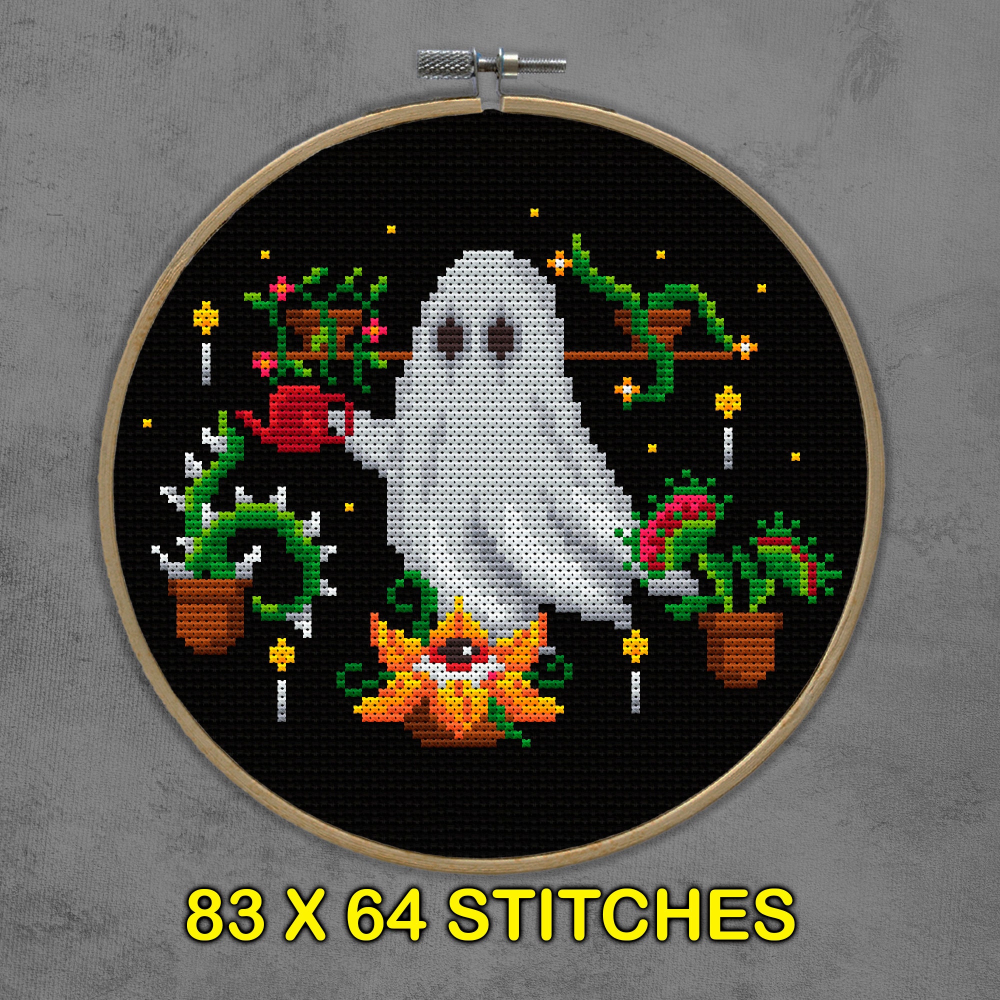 Ghost Gardener Cross Stitch Pattern PDF Dark Garden Cross Stitch Cute ...
