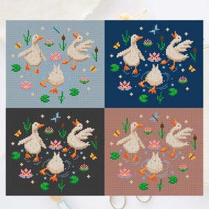 Spring Geese Cross Stitch Pattern PDF, Silly Duck and Goose Cross ...