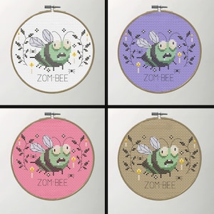 Creepy Cute Bee Cross Stitch Pattern PDF, Snarky Bumblebee Cross Stitch ...