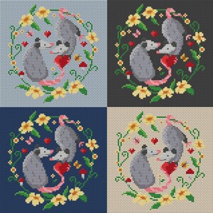 Floral Possums Cross Stitch Pattern PDF, Cute and Funny Opossum ...