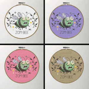 Spooky Bee Cross Stitch Pattern PDF Funny Cross Stitch Dark Floral ...