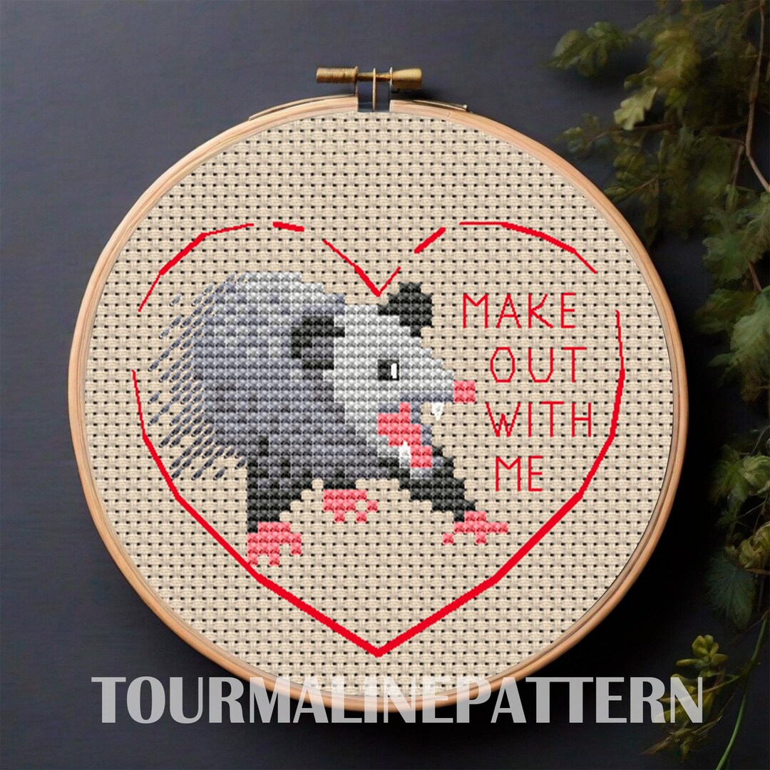Cute Possum Cross Stitch PDF, Funny Screaming Opossum Embroidery ...