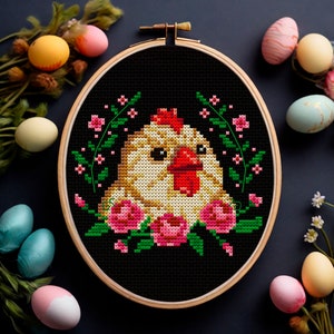 Easter Chick Cross Stitch Pattern PDF, Simple Rooster Embroidery ...