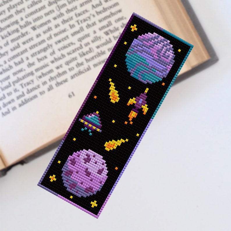Space Cross Stitch Bookmark Pattern PDF Planets Embroidery - Etsy