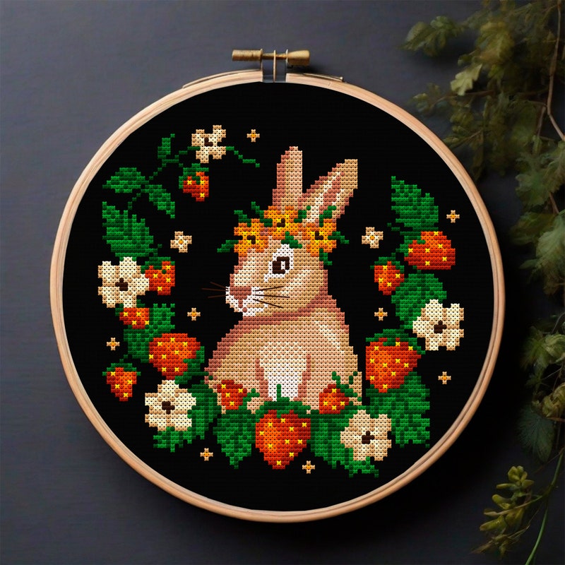 Rabbit Cross Stitch - Etsy