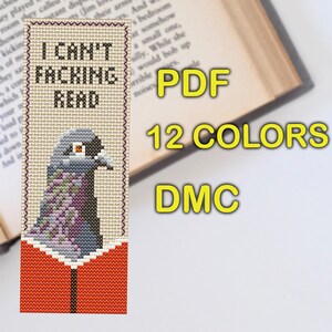 Snarky Pigeon Cross Stitch Bookmark Pattern PDF Bird Embroidery Funny ...