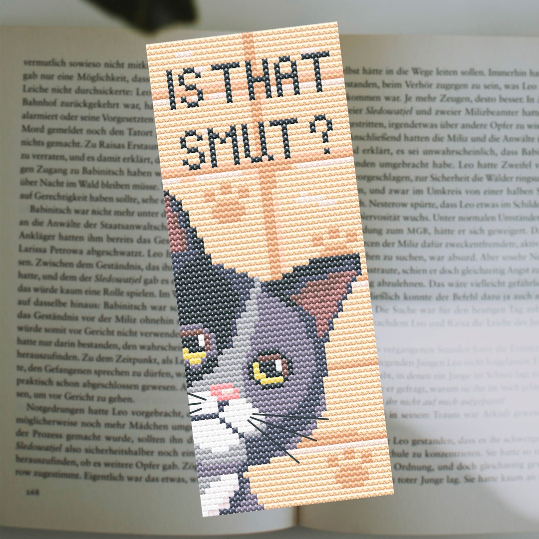 Cheeky Cat Cross Stitch Bookmark Pattern PDF, Cute and Aesthetic ...