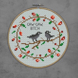 Rude Crows Cross Stitch Pattern PDF Sarcastic Bird Embroidery Snarky ...