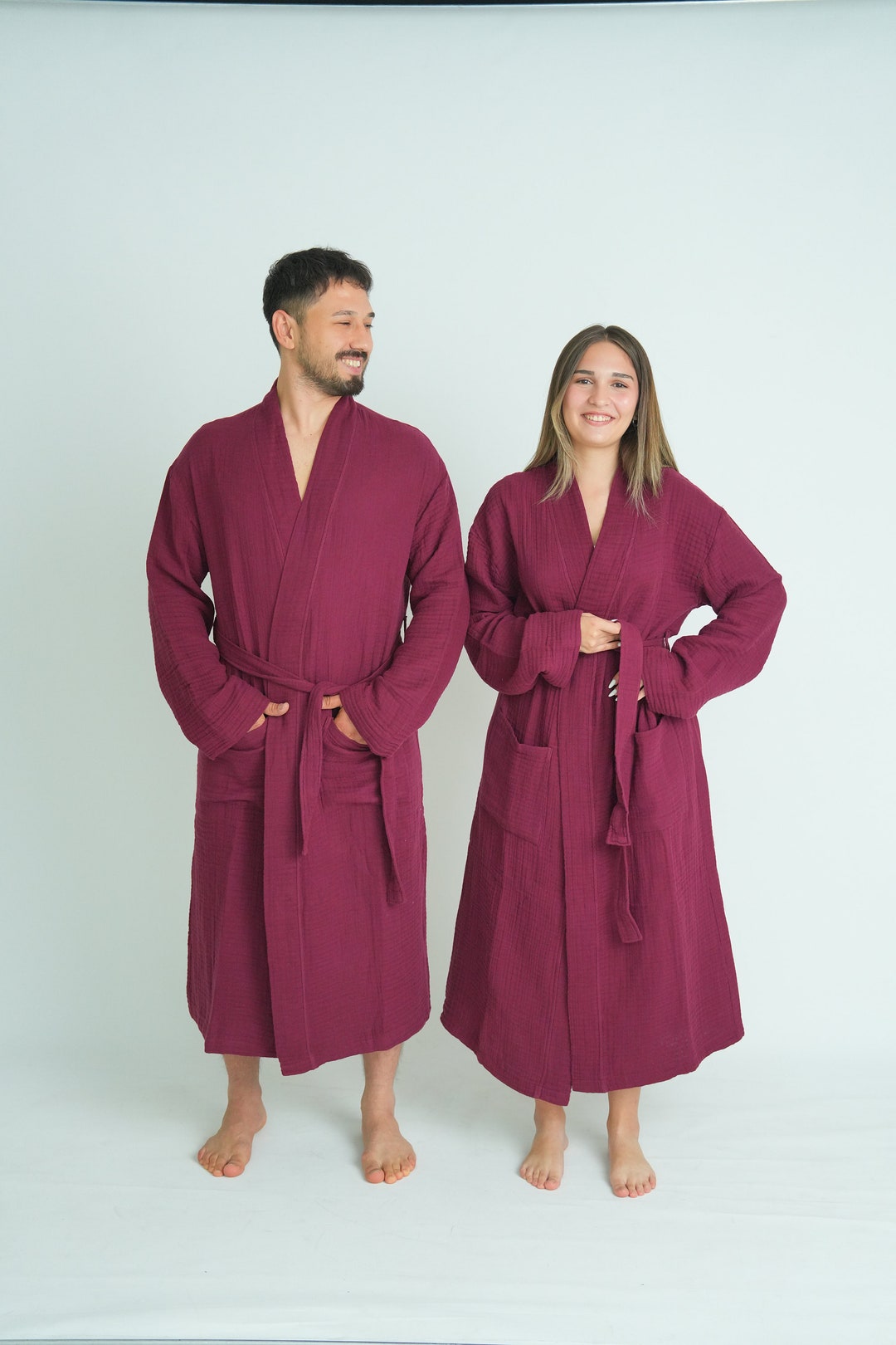 Muslin Robe: 100% Cotton Gauze Kimono, Lightweight 4-layer Bathrobe - Etsy
