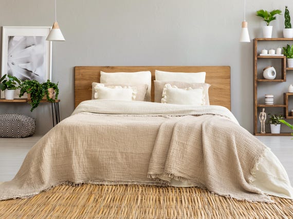 Beige bedspread store