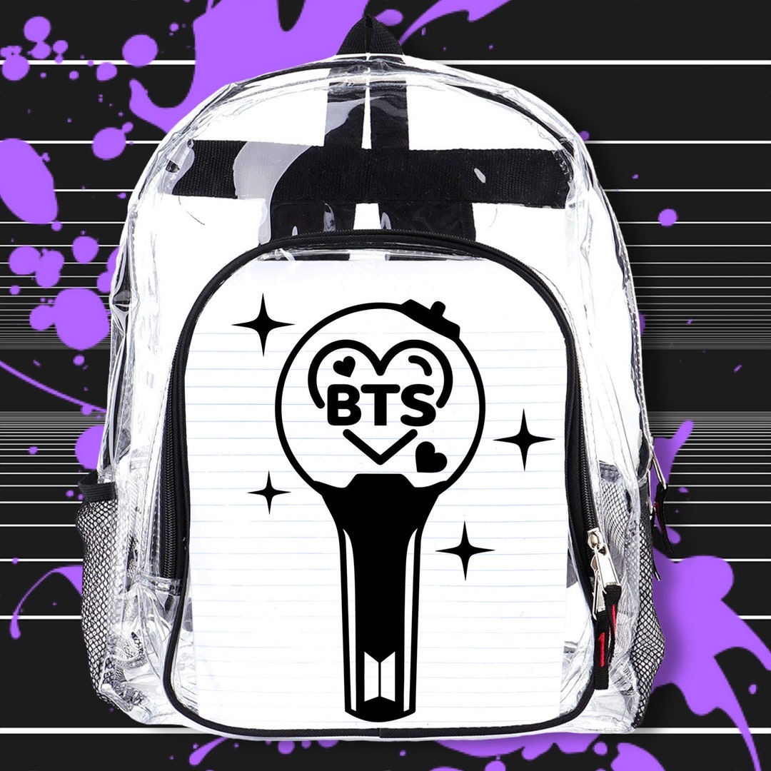 BTS Army Bomb Large Clear Backpack | 16 1/2” Unisex Clear Kpop Backpack ...