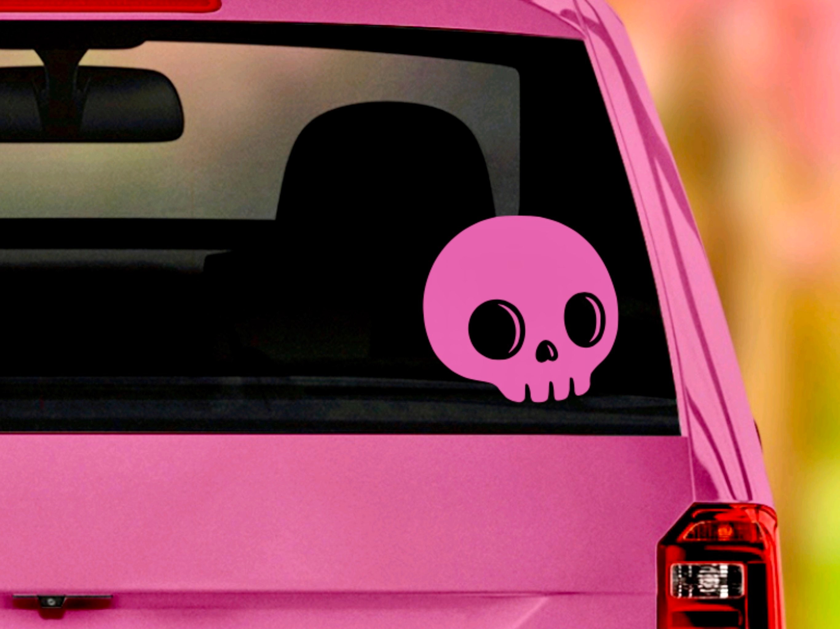 Hot Pink Cutie Skull Vinyl Decal Neon Goth Emo Car Window Adhesive ...