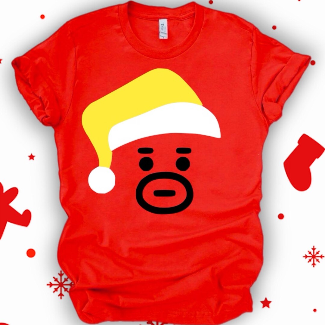 Tata Christmas Tshirt Unisex BT21 Kpop Holiday Santa Hat Shirt BTS ...