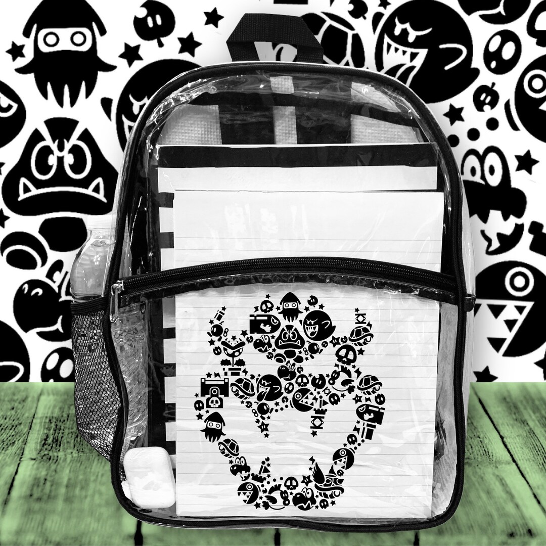 Bowser Design Clear Backpack | 15” Clear Gamer Backpack | Gaming Kids ...