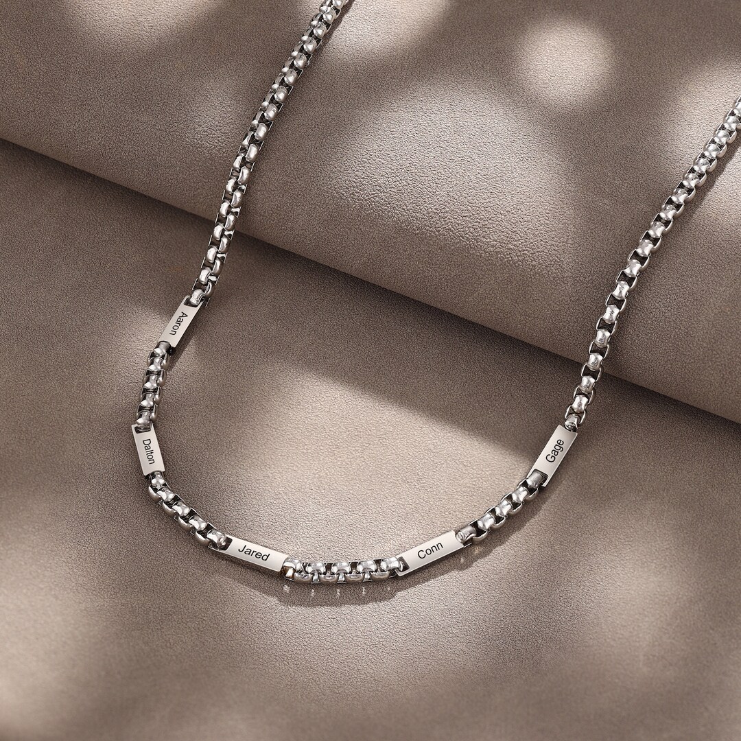 Men Necklace Personalized Necklace for Guys, Dad, Husband Custom Silver ...