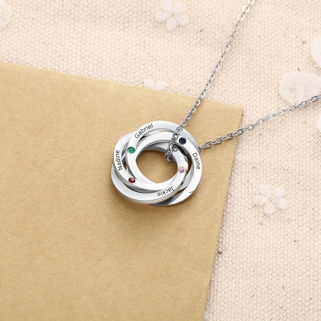 Birthstone Necklace for Grandma: Mothers Necklace 3,4,5 Stones, Gift ...