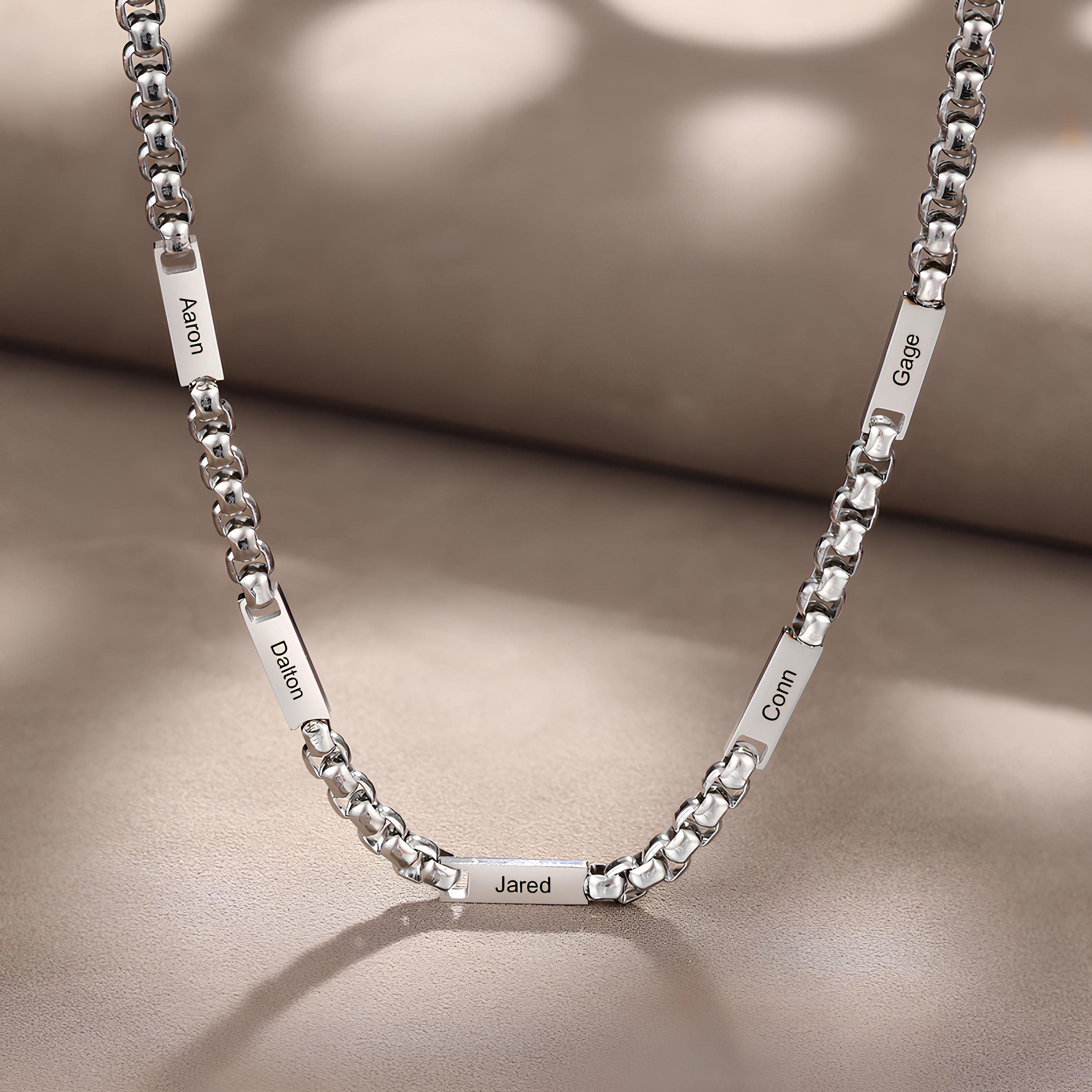 Silver Mens Chains: Personalized Mens Chain Necklace, Engraved Name ...
