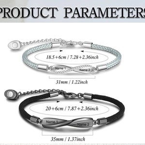 Magnetic Couple Bracelets: Matching Bracelets Silver & Black, Engraved ...