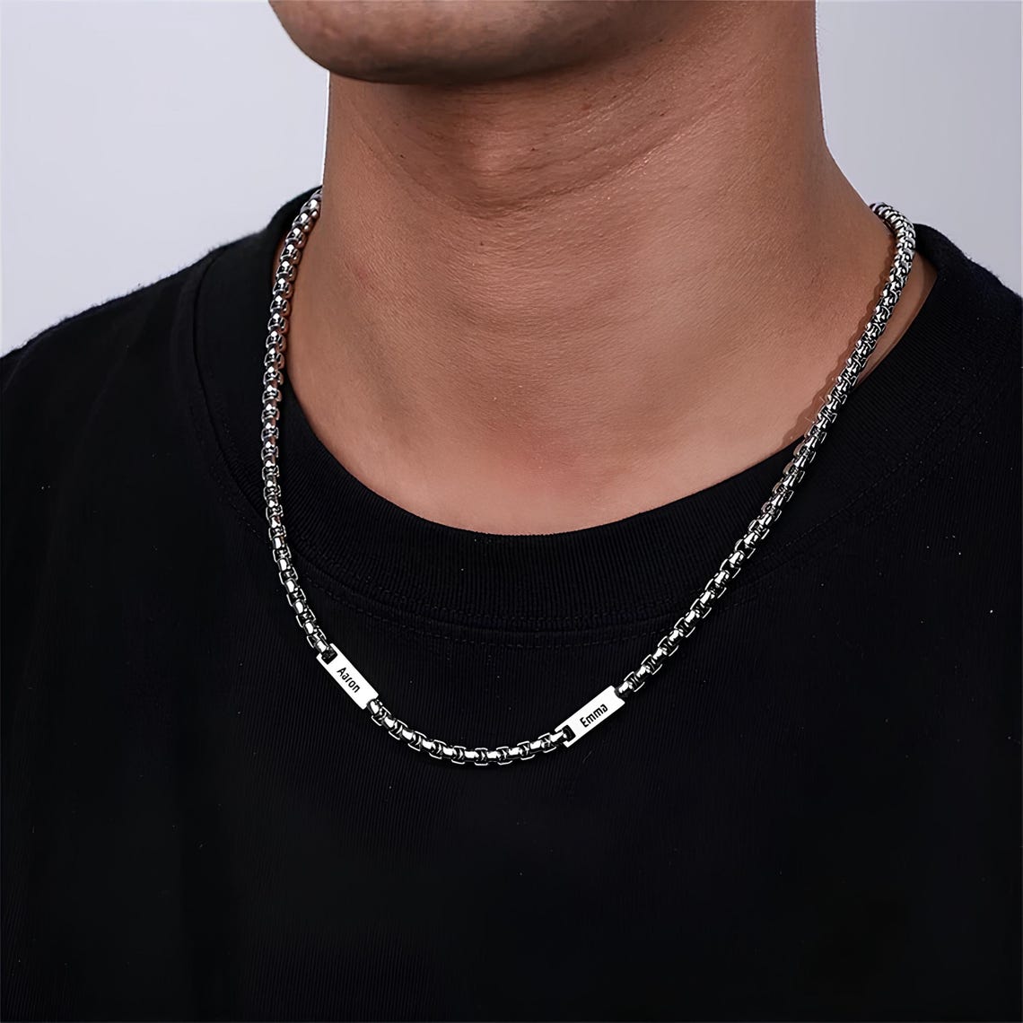 Personalized Dad Necklace - Custom Silver Chain With Engraved Charms ...
